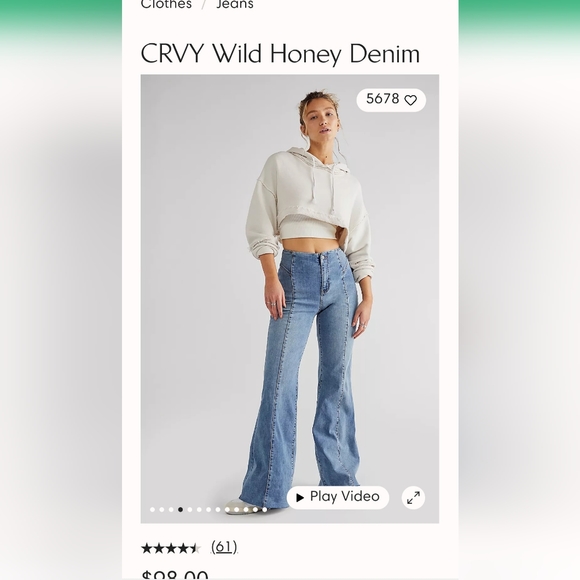 Free People | Jeans | Free People Crvy Wild Honey Denim Jeans | Poshmark